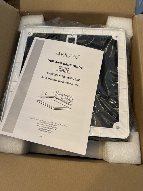 Akicon 0.7-Sone 100-CFM White Decorative Lighted Bathroom Fan (ENERGY ...