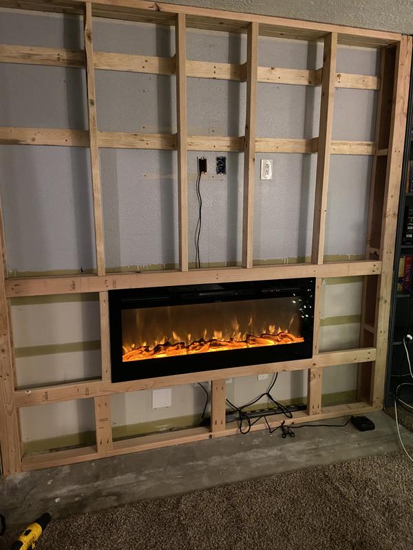 Hastings Home 60-in W Black Fan-forced Wall-mount Electric Fireplace ...