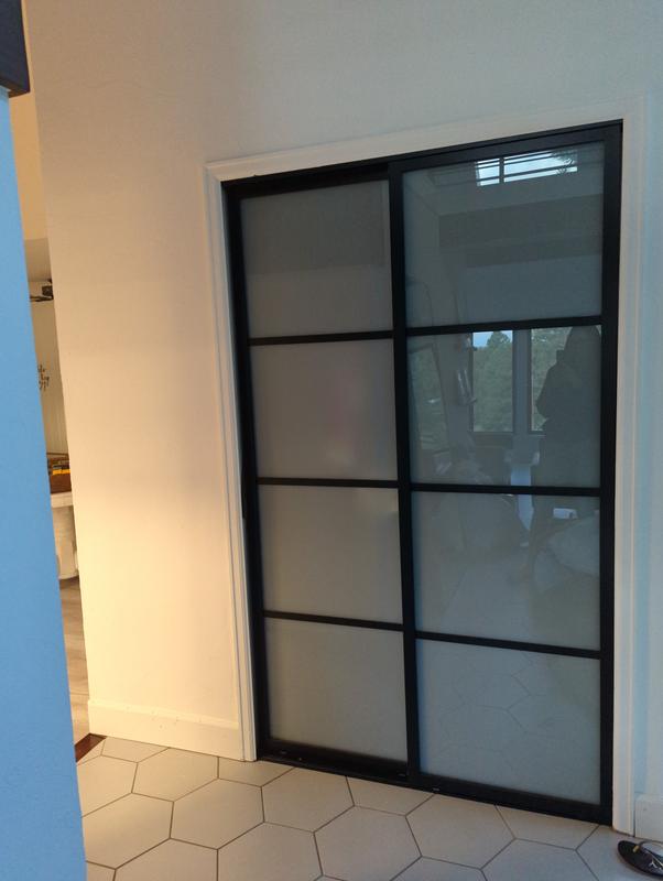 RELIABILT 72-in x 80-in Java 4-panel Frosted glass Prefinished Aluminum ...