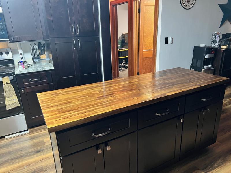 allen + roth Natural grain 4-ft x 25-in x 1.5-in Spice Stained Acacia ...