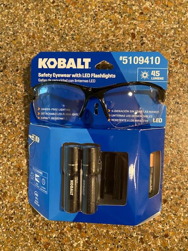 Kobalt Safety Eyewear with LED flashlight 45-Lumen 1 Mode LED ...