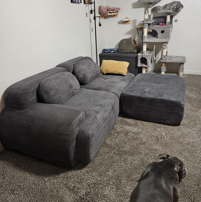 Homy Casa Hunter Green Corduroy Oversized Sectional Sofa with Extra ...