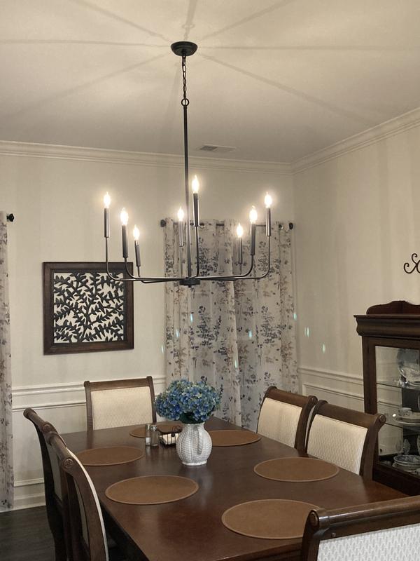 LNC Charm 48.8-in Oversized 6 -Light Matte Black Bare bulb Metal Metal ...