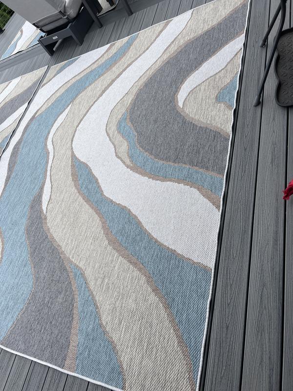 allen + roth Waves 8 X 10 (ft) Outdoor Area Rug R1195 535 096120 at ...
