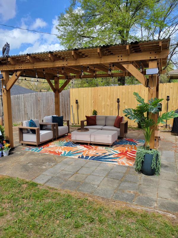 Tayse Oasis 8 X 8 (ft) Gray Round Indoor/Outdoor Area Rug OAS1009 8RND ...