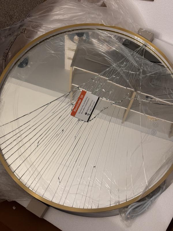 Keonjinn 24-in x 24-in Framed Round Dimmable LED Lighted Fog Free ...