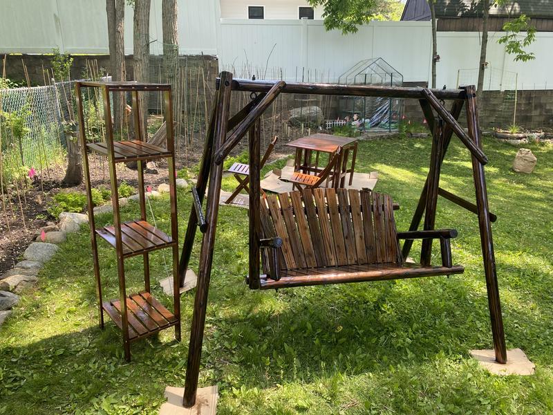 VEIKOUS 2-person Rustic Wood Outdoor Swing PG0210-03RT-19 at Lowes.com