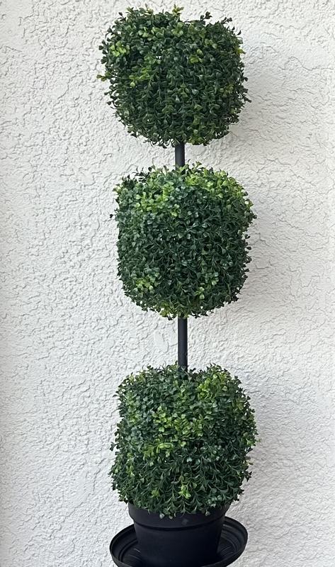 Nearly Natural 36-in Green Indoor/Outdoor Boxwood Artificial Tree 5486 ...