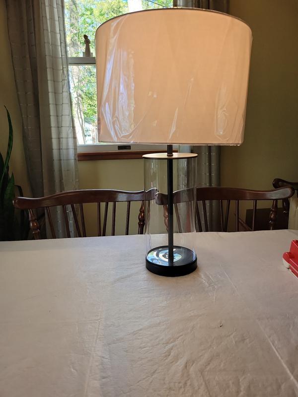 allen + roth 24-in Matte Black On/Off switch Table Lamp with Linen ...