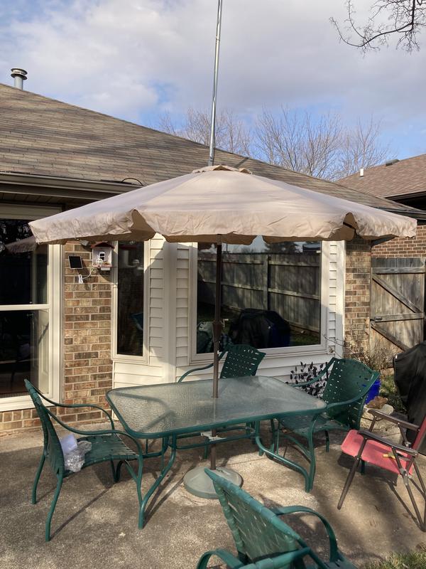 VOUA 7.5-ft Iron Navy Push-button Tilt Market Patio Umbrella in the ...