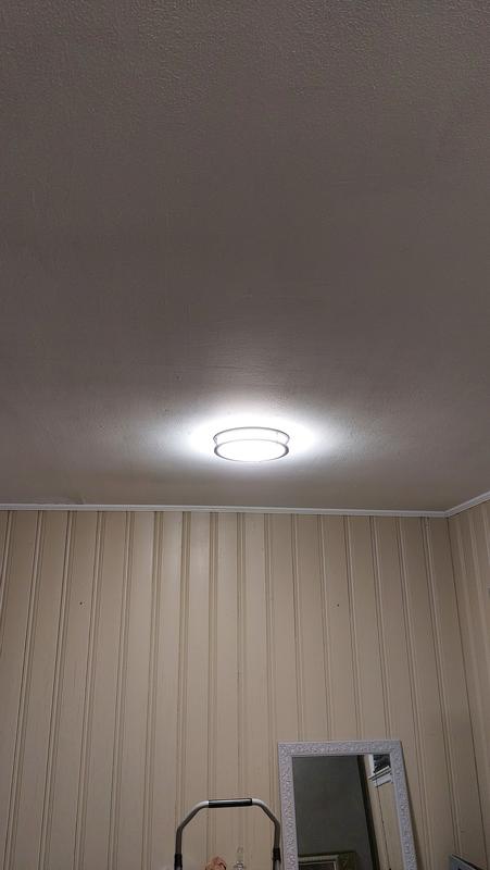 Hukoro 13-in Brushed Nickel Indoor LED Flush Mount Light with Plastic ...