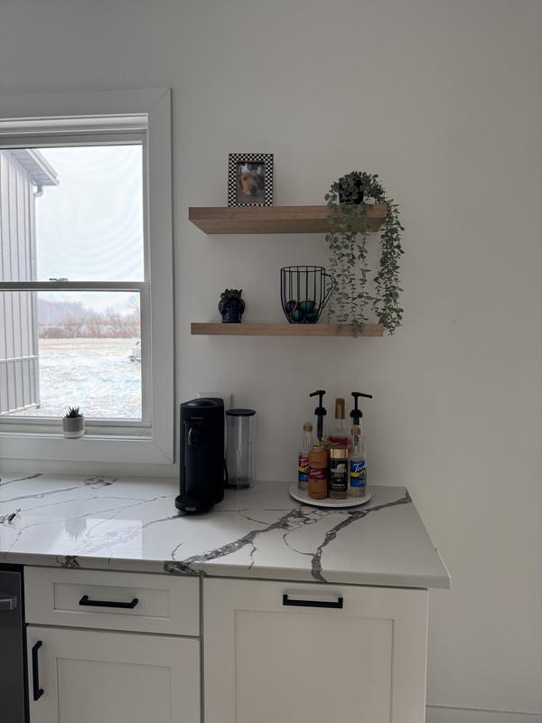 SORBUS 24-in L x 9-in D x 1.5-in H White Wood Rectangular Floating ...
