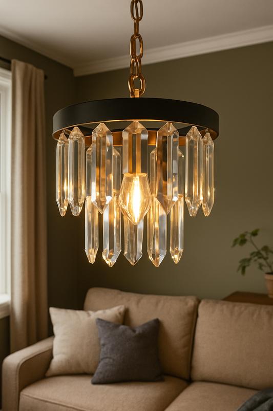 LNC Zephyrine 1 -Light Polished Gold Crystal Metal Chandelier in the ...