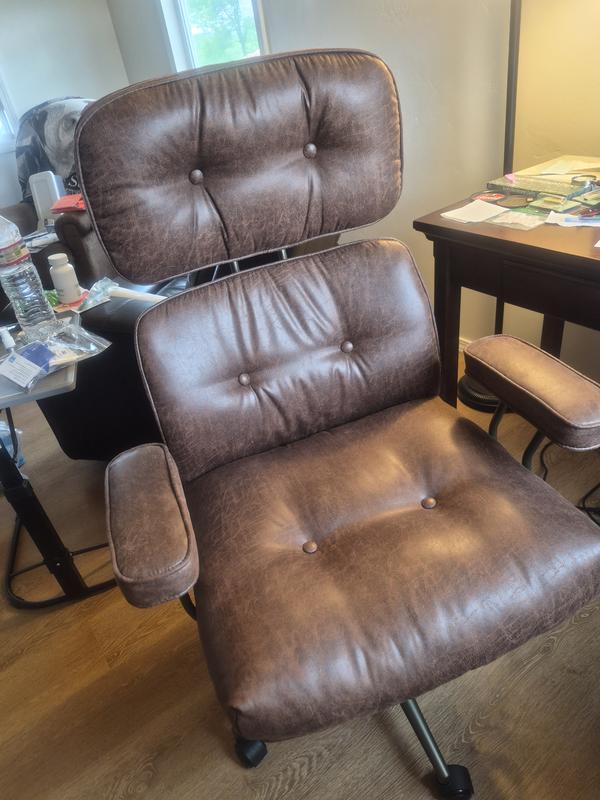 Ovios High Backrest Ergonomic Design Office Chair (PU Fabric Dark Brown ...