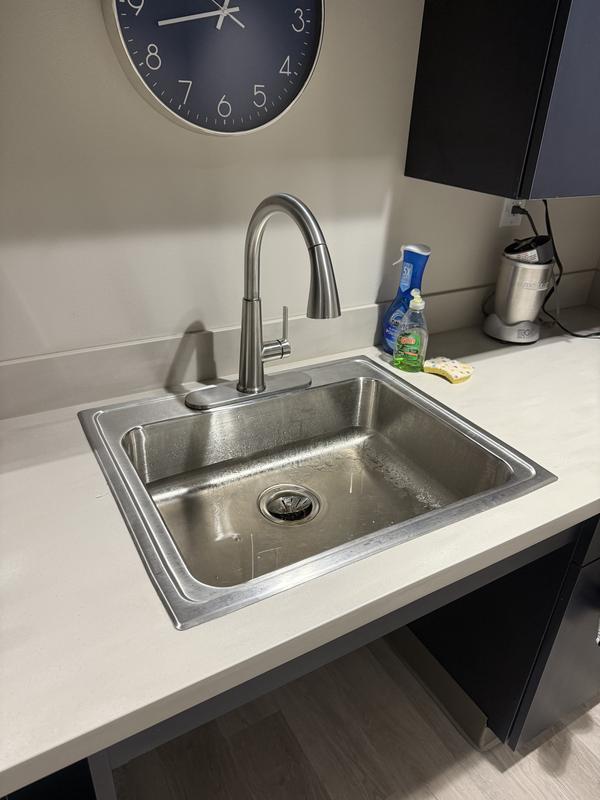 Shop Project Source Matte Black Kitchen Faucet with Sprayer and 3.5-in ...