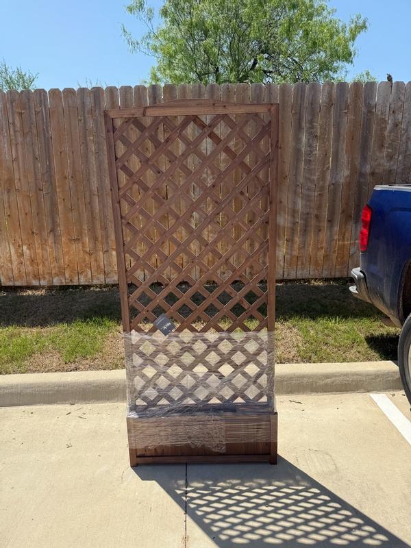 Style Selections 30-in W x 72-in H Walnut Brown Cedar Garden Trellis ...