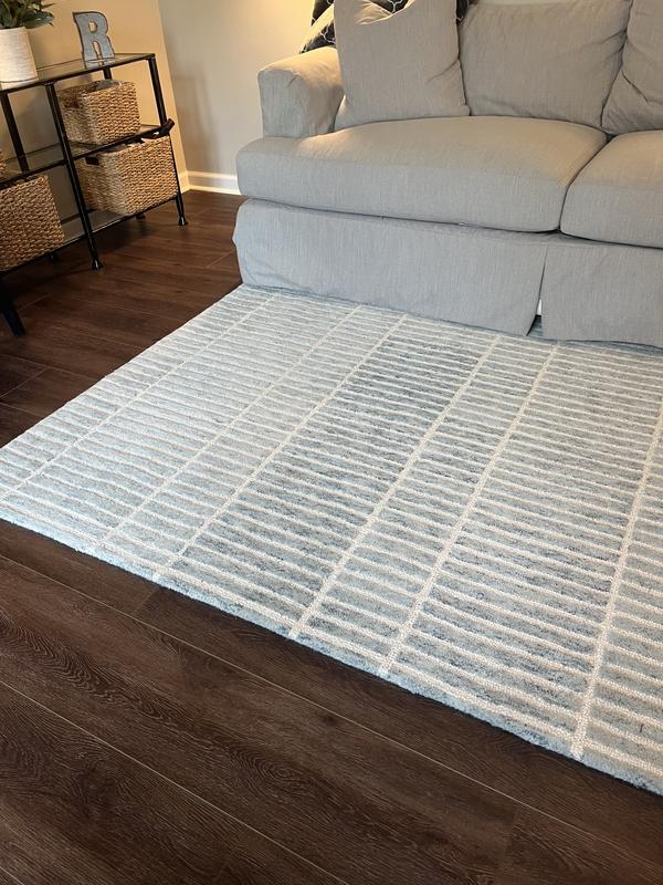 allen + roth Serene Sails 9 X 12 (ft) Wool Blue Ivory Indoor Geometric ...