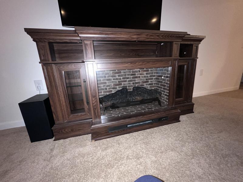 allen + roth 66-in W Brown Walnut Free standing Infrared quartz Flat ...