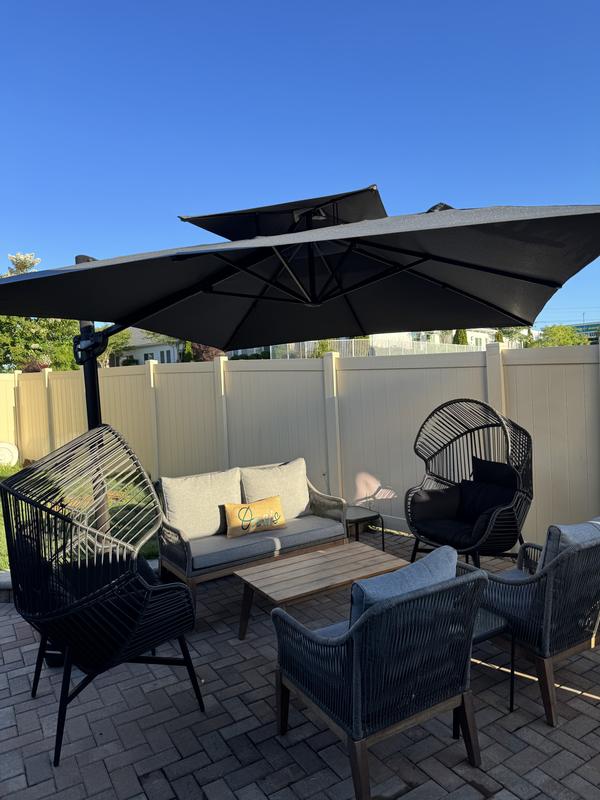 Pellebant 11-ft Aluminum Black Slide-tilt Cantilever Patio Umbrella ...