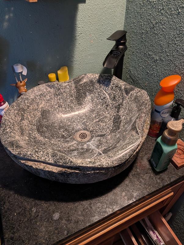 BYH Farmhouse Matte Black Vessel 1-handle Waterfall Commercial ...