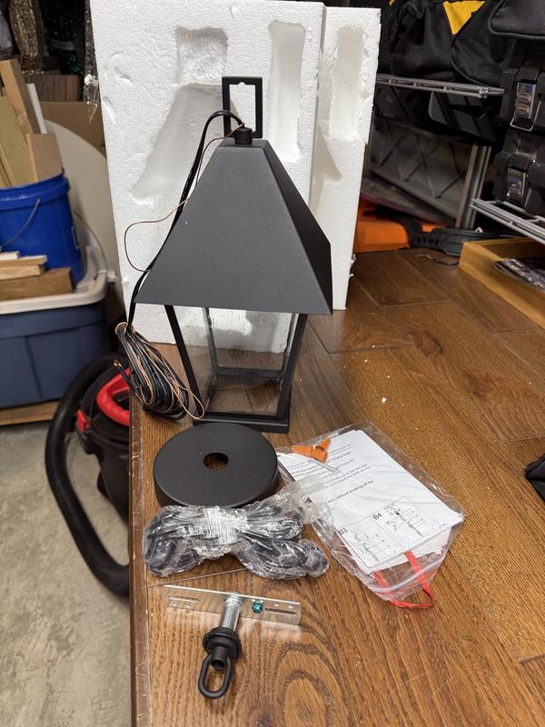 Uolfin Matte Black Lantern with Clear Seeded Glass Modern/Contemporary ...