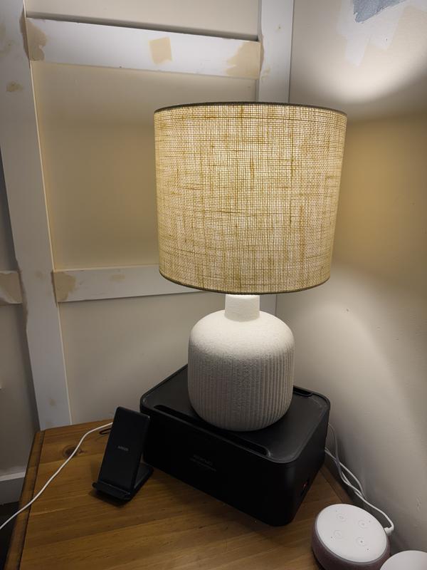 KAWOTI Kem 17.75-in Rustic White LED Rotary socket Table Lamp with ...