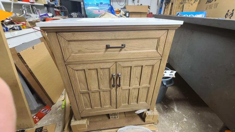 allen + roth Cantrell 60-in Oak Undermount Double Sink Bathroom Vanity ...