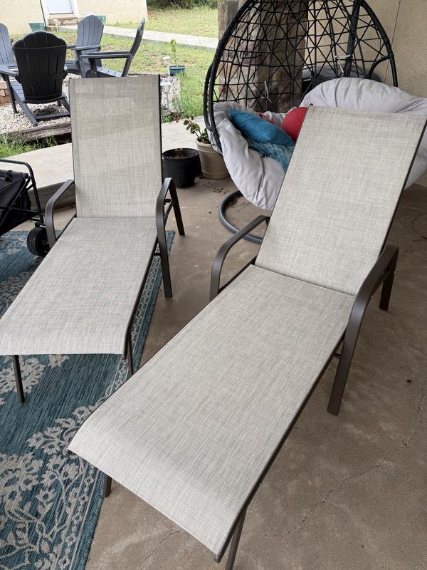 Crestlive Products Chaise Lounge with Table Set of 2 White Aluminum ...