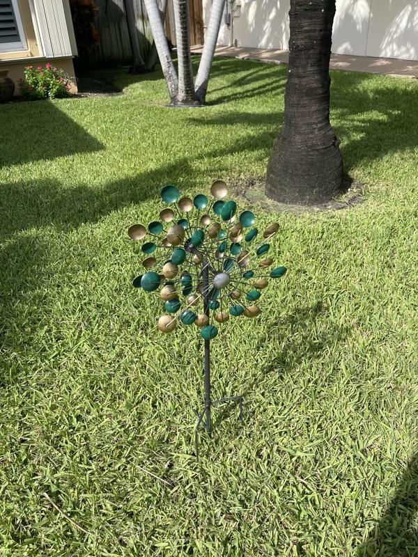 Southern Patio Kinetic Gold and Green Steel Whimsical Wind Spinner LDC ...