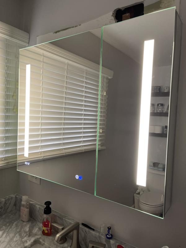 Fresca Tiempo 30-in x 36-in Lighted LED Fog Free Surface/Recessed Mount ...