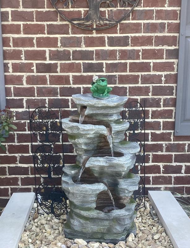 allen + roth 40.2-in H Resin Electric Powered Rock Outdoor Fountain ...