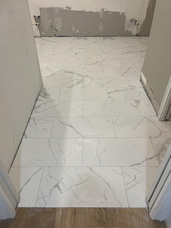 Satori Statuario 12-in x 12-in Matte Porcelain Basketweave Marble Look ...