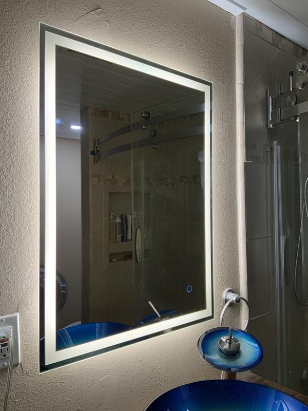 JONATHAN Y Pax 20-in x 28-in Frameless Rectangle Dimmable Lighted Fog ...