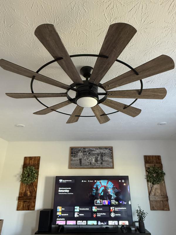 Harbor Breeze Henderson 60-in Matte Black with Rustic Weathered Oak ...