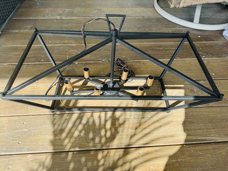 LNC Lucas 6-Light Matte Black Modern/Contemporary Led Cage Chandelier ...