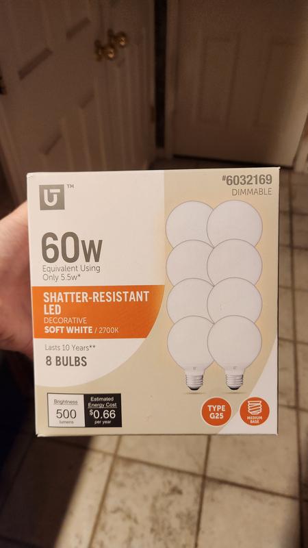 Utilitech Led light bulb 60 -Watt EQ G25 Daylight Medium base (E-26 ...