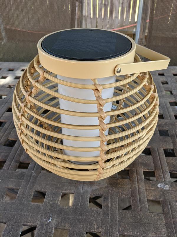 allen + roth 10.2-in x 10-in Bamboo Rattan Solar Outdoor Decorative ...