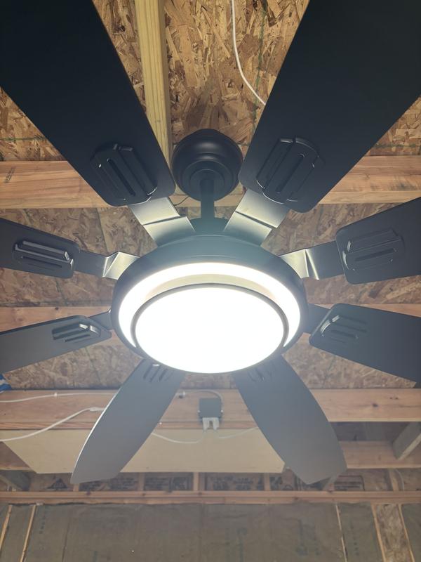 SILJOY 60-In Gray Ceiling Fan with LED Light Remote Included 5 Blade ...