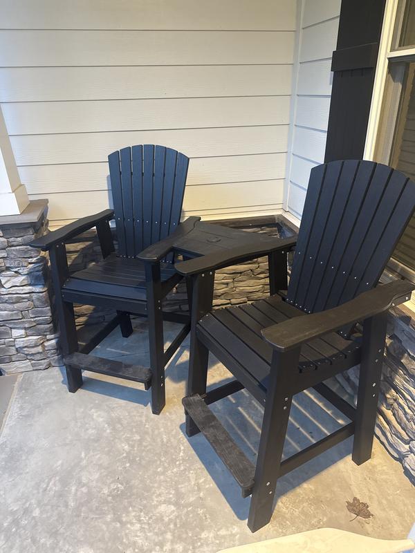 Safstar Patio HDPE Tall Bar Set with Umbrella Hole Set of 2 Coffee Hdpe ...