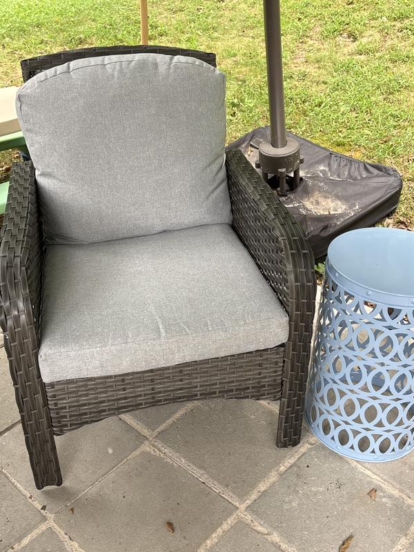 Ovios 2 Wicker Black Metal Frame Stationary Conversation Chair with ...