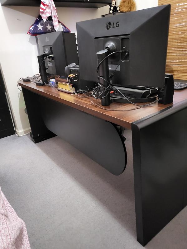 Tribesigns 80 inch W Walnut Black L Shaped Computer Desk Writing Table ...