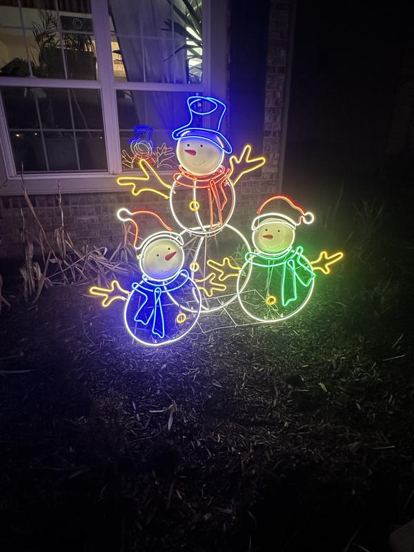 GE 48-in Freestanding Snowman Yard decoration with Multicolor LED ...