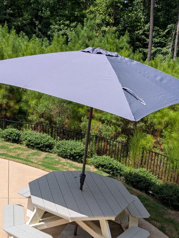 VOUA 8-ft Iron Dark gray Push-button Tilt Market Patio Umbrella in the ...