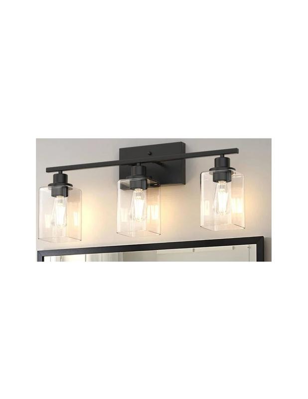 YANSUN 24-in 3 Light Matte Black Industrial Bathroom Vanity light in ...