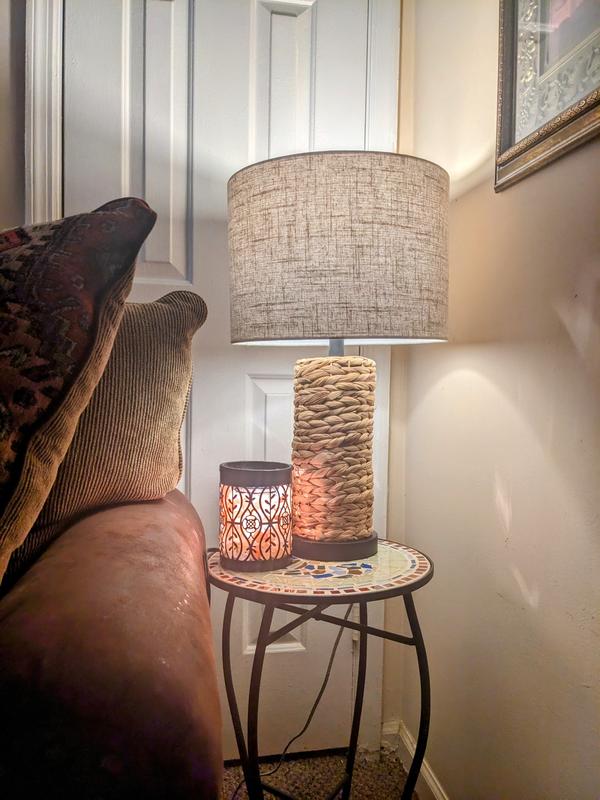 JONATHAN Y Elicia Coastal Water Hyacinth 25-in Dark Brown LED On/Off ...