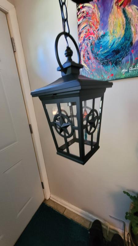 allen + roth Amelia Matte Black Traditional Clear Glass Lantern Mini ...