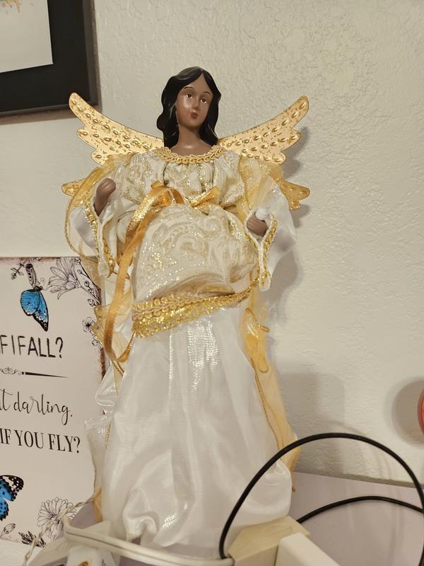 GE 14-in Angel White/Gold White Christmas Tree Topper 92024LO at Lowes.com