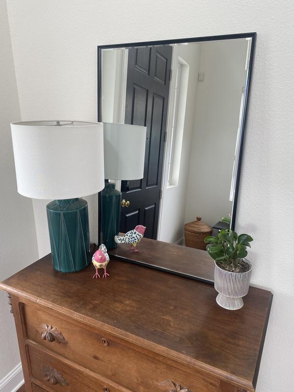 Keonjinn Beveled Framed Bathroom Mirror 48-in W x 36-in H Rectangle ...