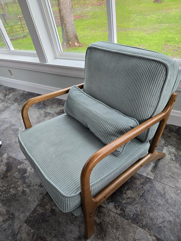 Outopee 25.69-in W Casual Light Yellow Corduroy Accent Armchair in the ...