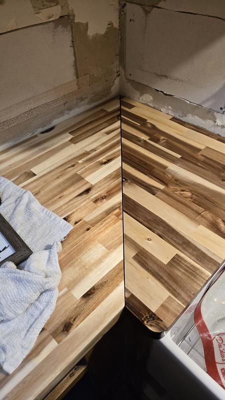 allen + roth 10-ft x 25-in x 1.5-in Finger-jointed Natural Acacia ...